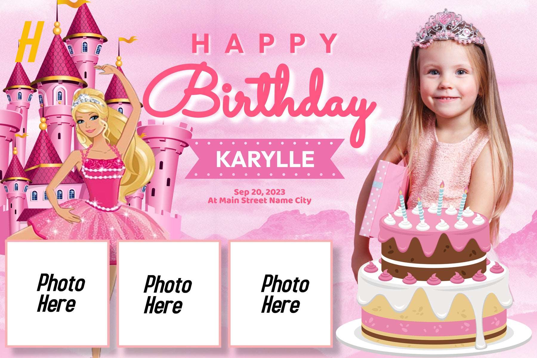 Barbie Birthday Celebration Banner - Personalized with Name and Age