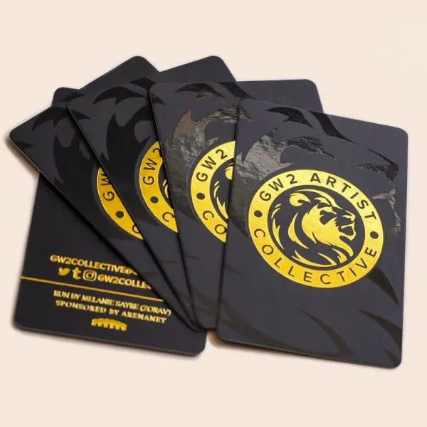 Round Corner Gold Foil Spot UV Velvet Laminated Business Cards – 760 M